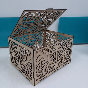 Decorative Wedding Box With Card Slot Wooden Laser Cut Box With Lid ...