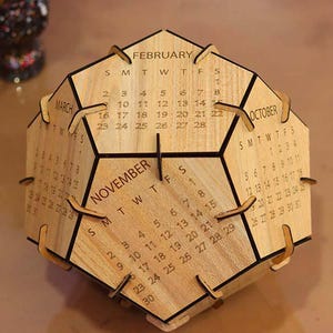 Laser-cut Wooden Pentagon Shaped 2025 Calendar, Unique Plywood ...