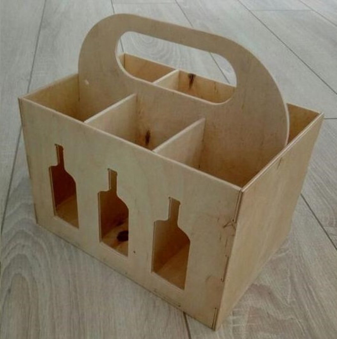 Six Bottle Beer Box Caddy Wine Box Bottle Holder Laser Cut CNC Vector ...