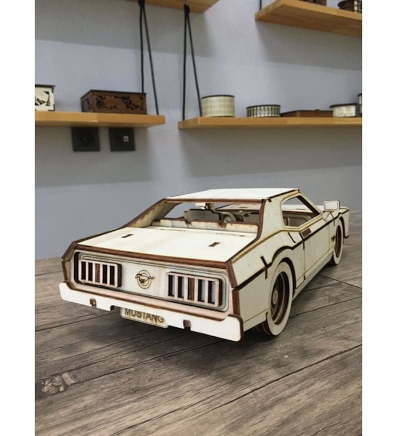 Laser Cut Ford Mustang Wooden 3D Puzzle Model Vector Template, DIY 3D ...