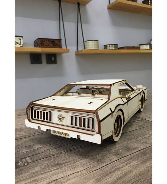 Laser Cut Ford Mustang Wooden 3D Puzzle Model Vector Template, DIY 3D ...