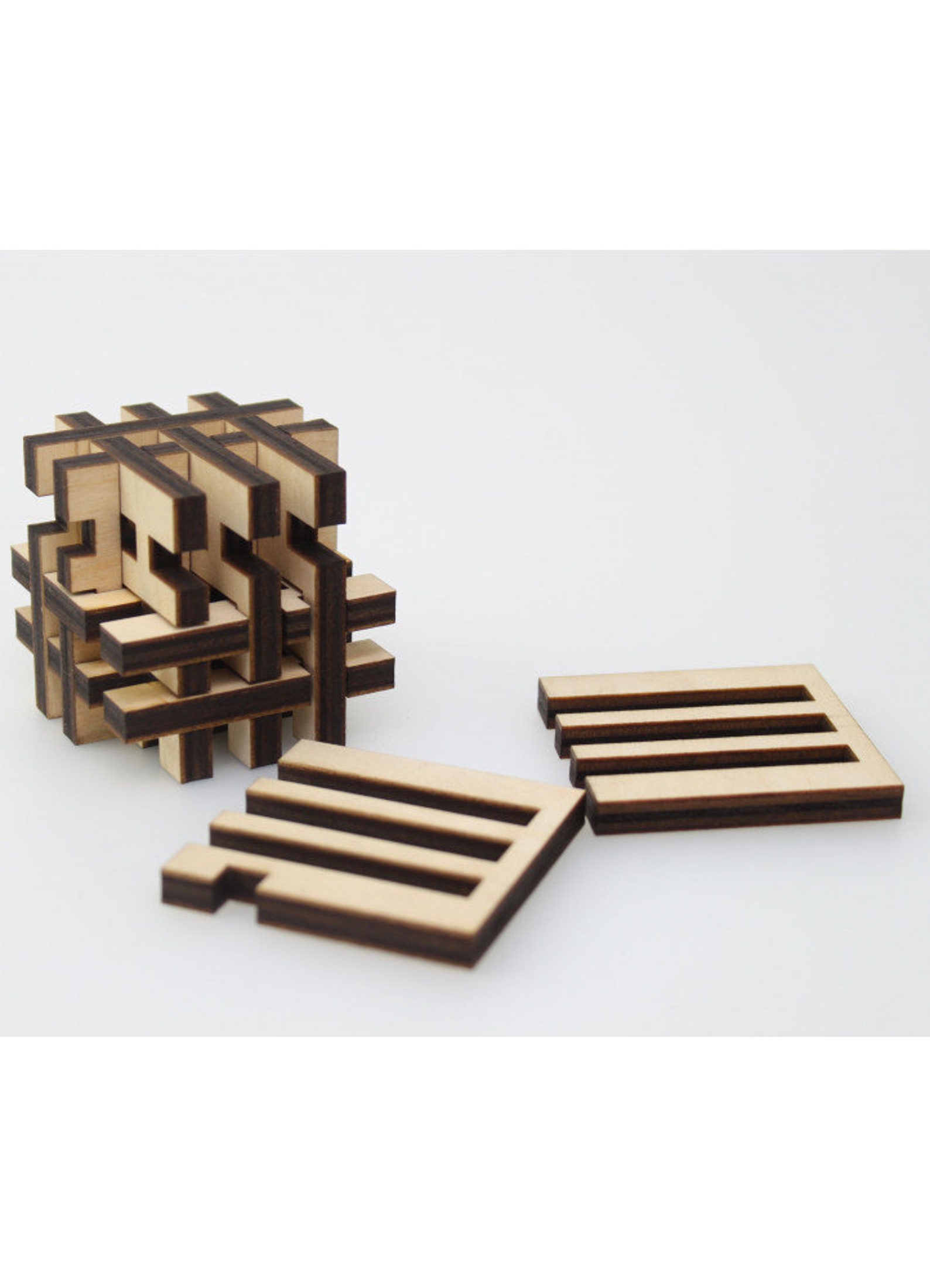 Wooden Nine Piece Cube Puzzle Laser Cut 3D Puzzle Kids Toy Vector ...