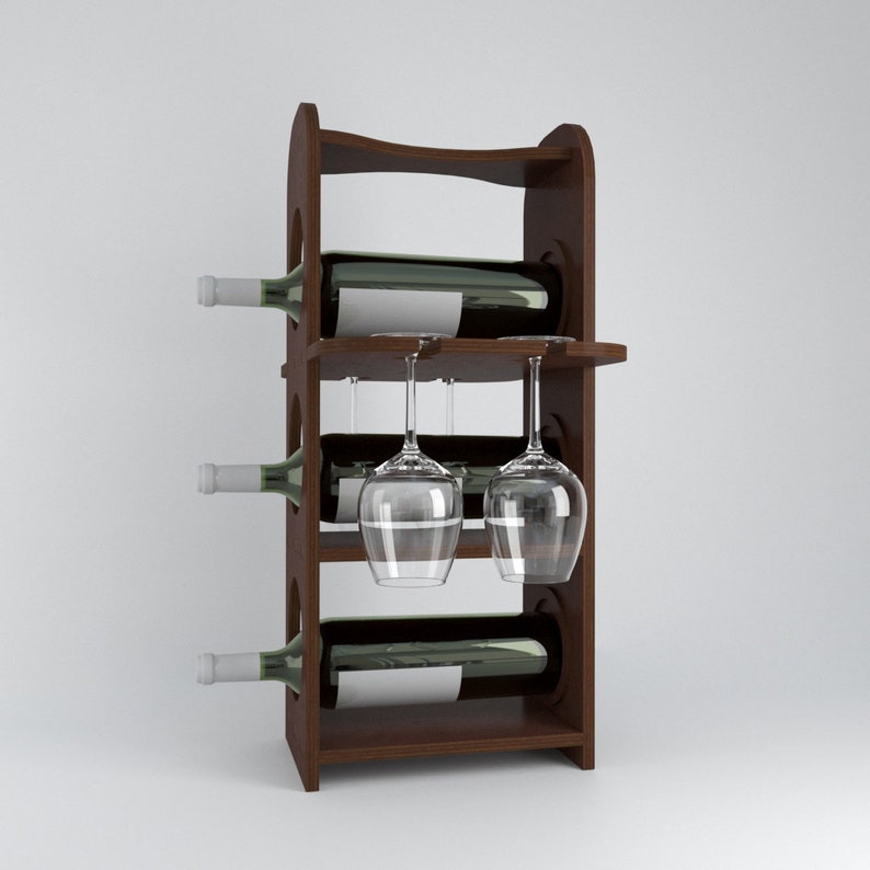 Modern Wine Rack and Glasses Holder Glowforge Cut SVG, DXF, Three ...