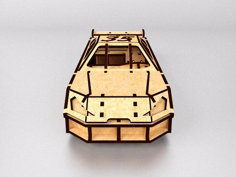 Wooden Laser Cut NASCAR Race Car Model, Plywood 3D Puzzle Toy Car ...
