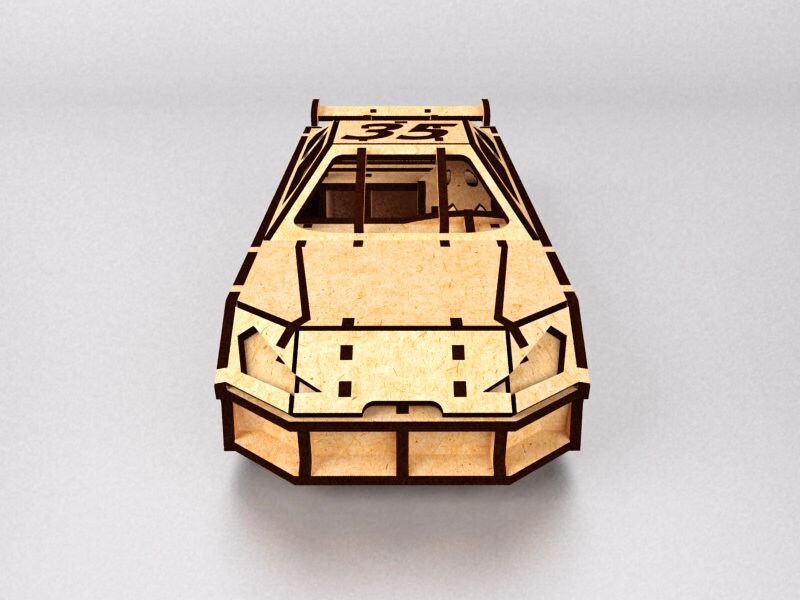 Wooden Laser Cut NASCAR Race Car Model, Plywood 3D Puzzle Toy Car ...