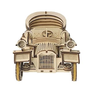 Classic Wooden Retro Car 3D Puzzle Model Kit With Assembly Instructions ...