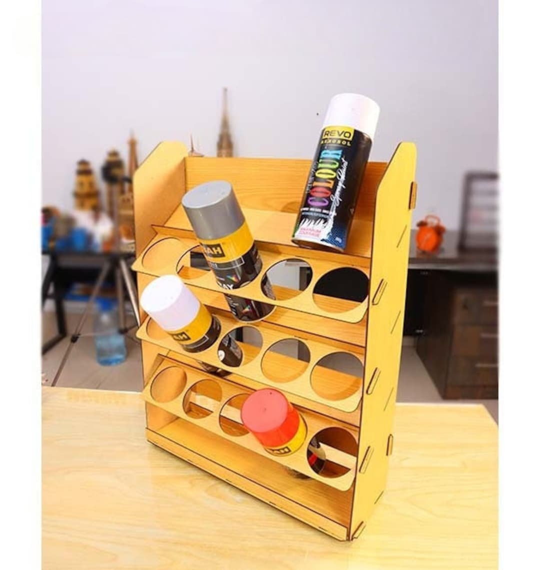 Wooden Spray Paint Holder, Can Rack Vector Template Digital Files SVG ...