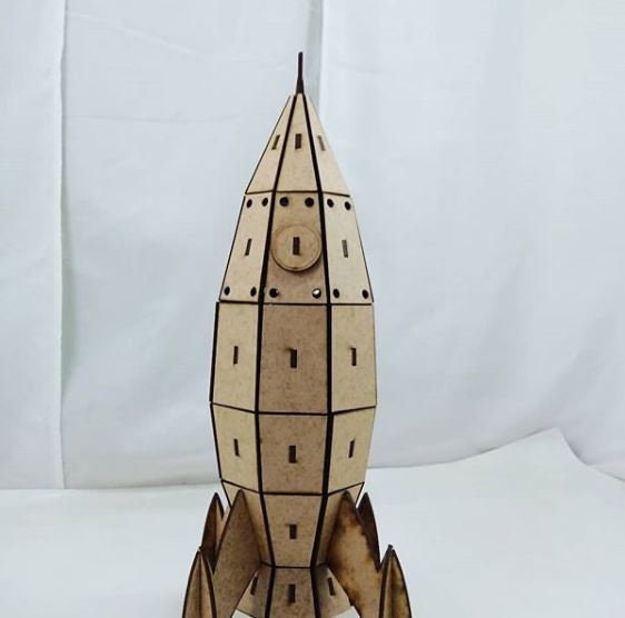 Wooden Space Ship 3D Puzzle Model, Laser Cut Space Shuttle Rocket Toy ...