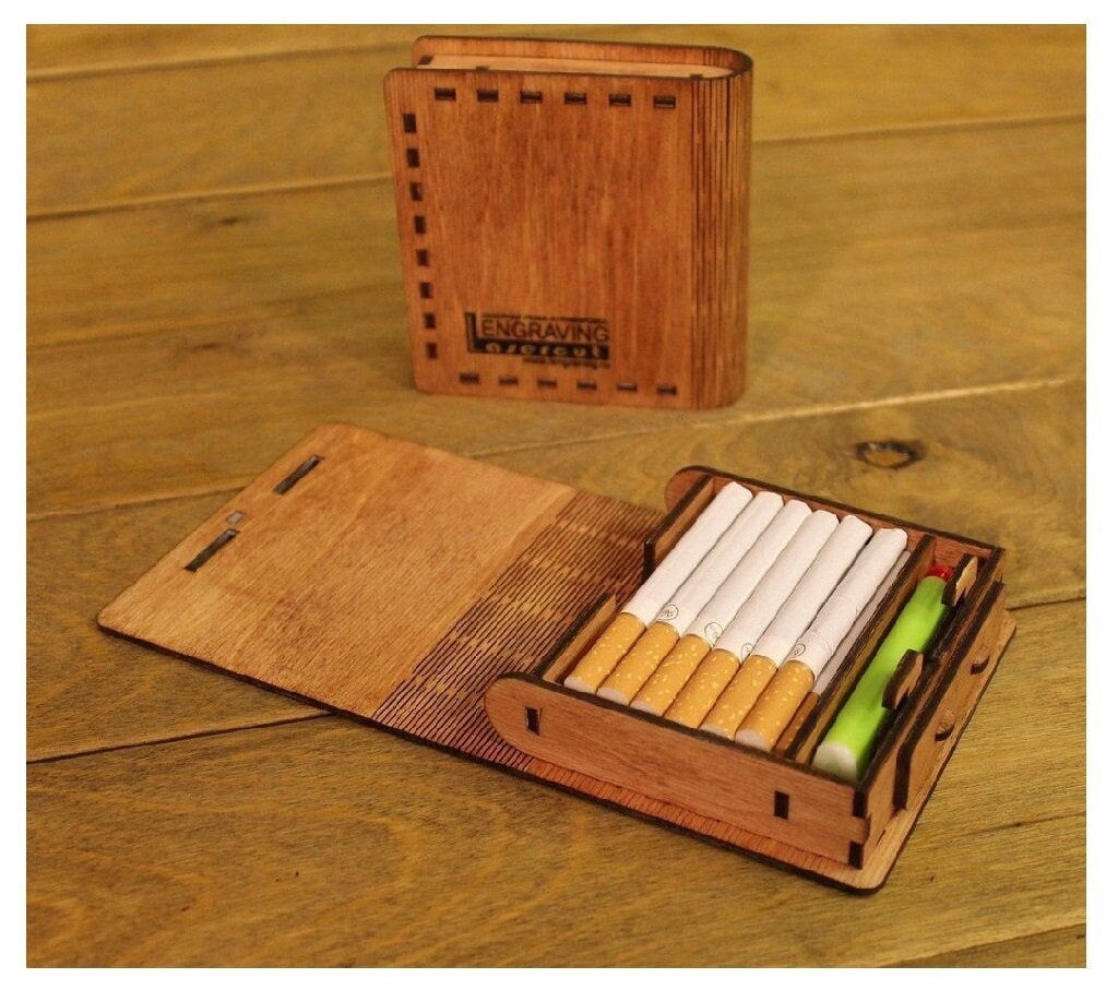 Laser Cut Wooden Cigarette Case Template Stylish Glowforge Cigarette ...
