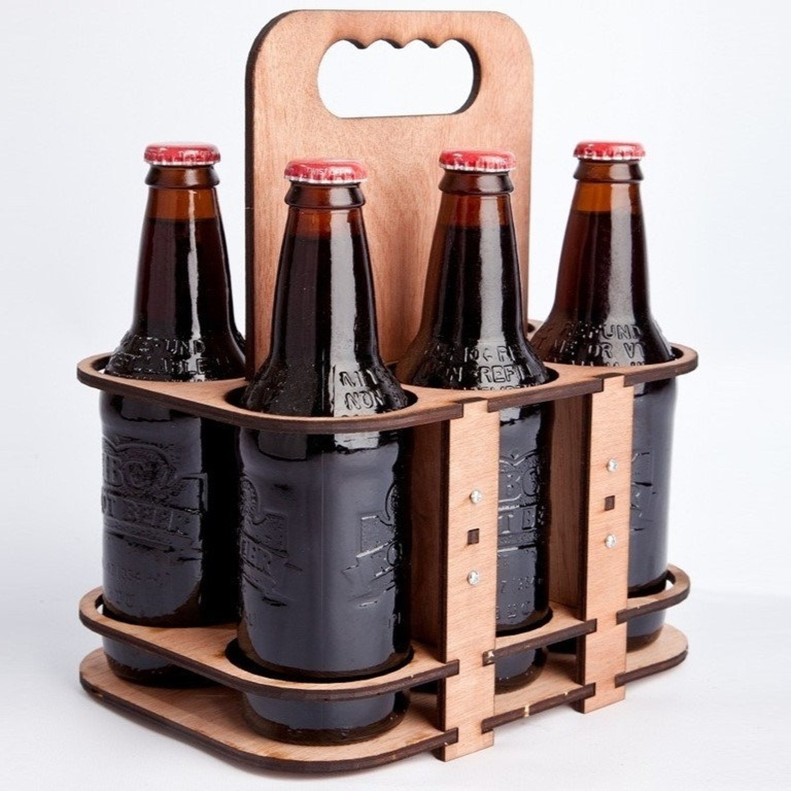 Laser Cut Six Pack Bottle and Can Holder, Beer Carrier, Wooden Handy ...