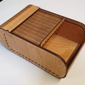Laser Cut Wooden Roll Top Box, Storage Plywood Slider Top Container ...
