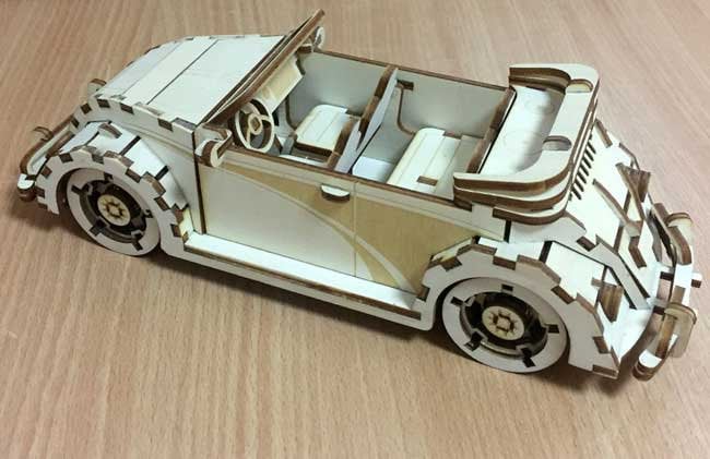 Laser Cut Wooden Volkswagen Beetle Cabrio 3D Puzzle Model With Assembly ...