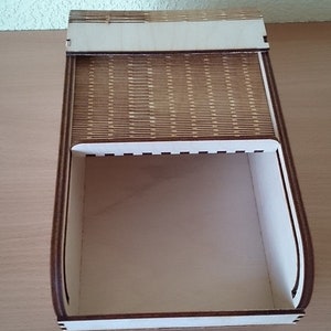 Laser Cut Wooden Roll Top Box, Storage Plywood Slider Top Container ...