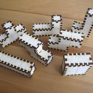 Laser Cut Wooden Tetris Blocks Set Layout, DIY Plywood Blocks Toy for ...