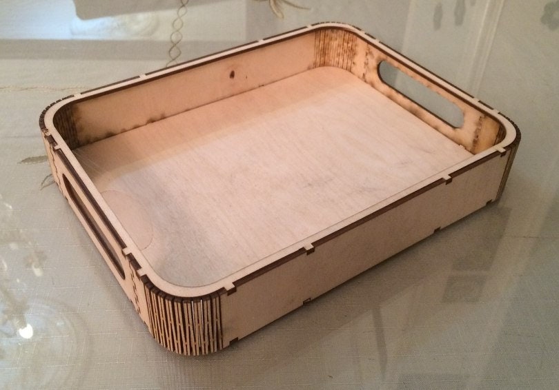 Wooden Laser Cut Serving Tray With Handles, Stackable Office Document ...