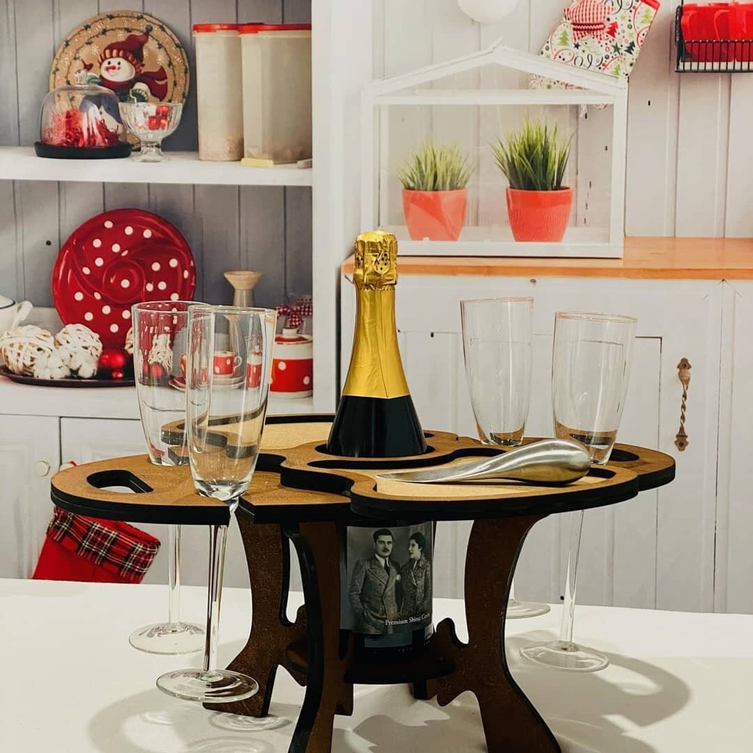 Modern Wine Table for Two Decorative Wine Caddy, Wine Holder, Single ...