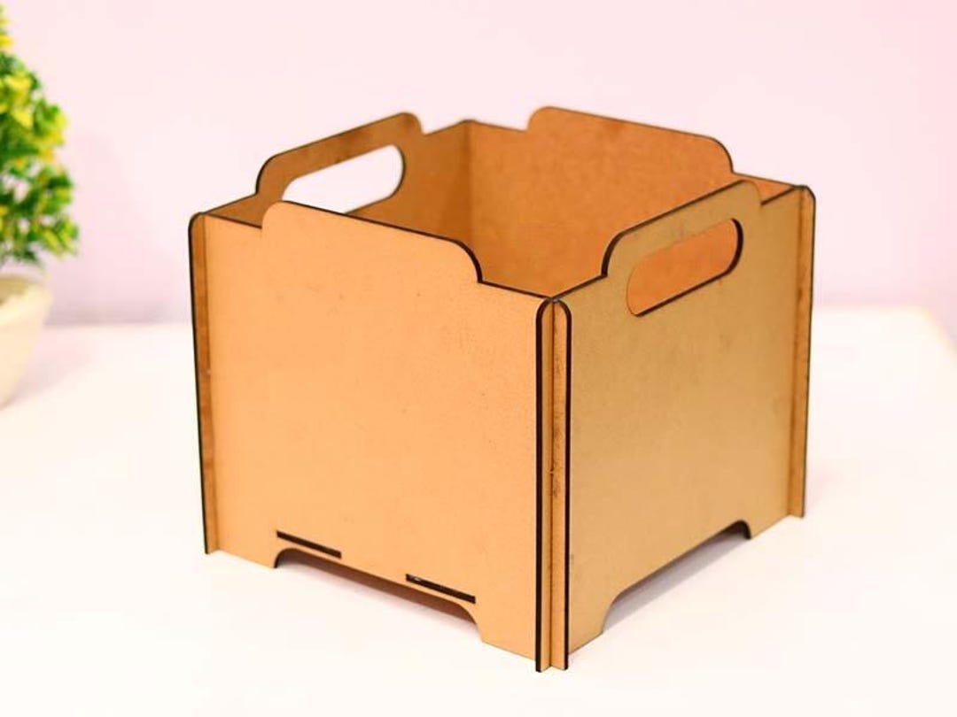 Simple Wooden Stackable Storage Box Vector Template Basic Square Box ...