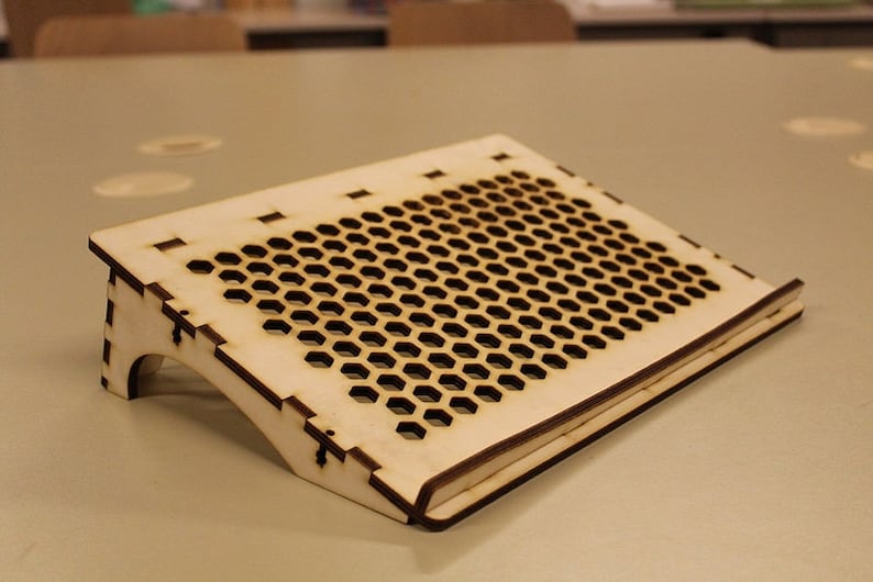 Wooden Honeycomb Laptop Stand, Laser Cut Office Desktop MacBook Stand ...