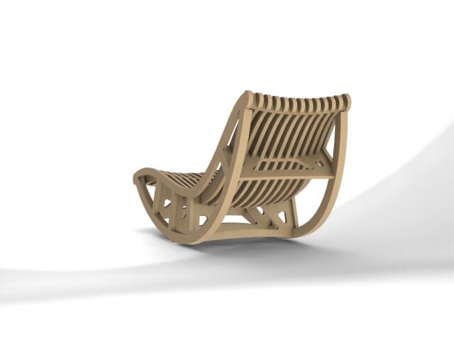 Wooden Rocking Wave Chair, Laser Cut Garden Leaf Shaped Chair, Pool ...