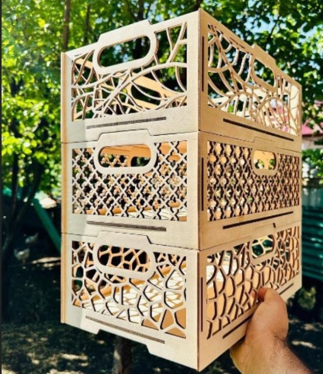 Beautiful Wooden Stackable Storage Box Bundle Nine Laser Cut Stackable ...