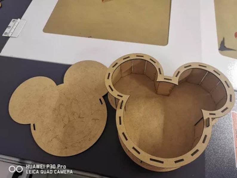 Cute Wooden Mickey Candy Box, Laser Cut Decorative Gift Box Vector ...