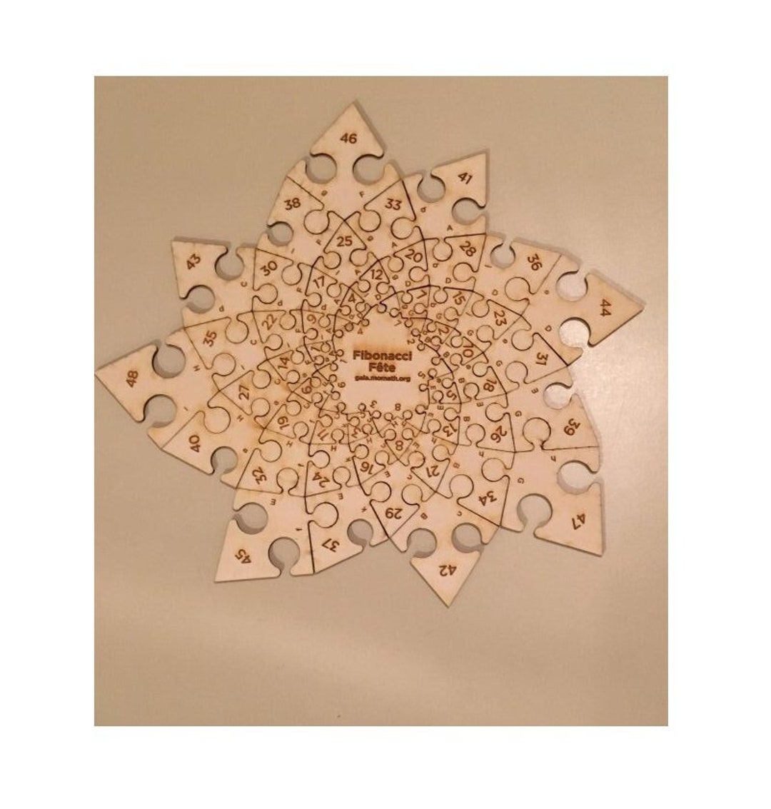 Laser Cut Fibonacci Spiral Jigsaw Puzzle, Wooden Laser Cut Puzzle ...
