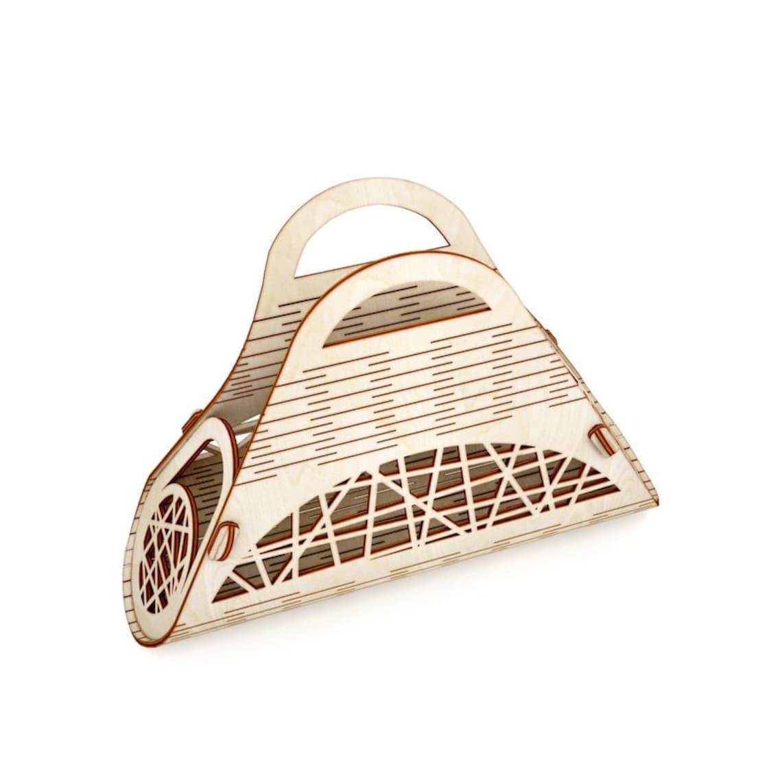 Wooden Laser Cut Handbag, Tote Bag With Handle Woomens Carved Clutch ...