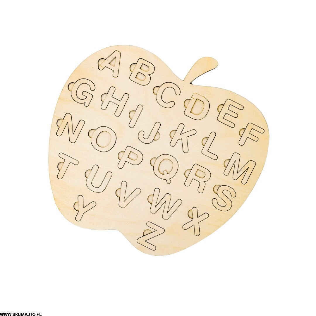 Wooden Apple Alphabet Educational Puzzle Toy , Laser Cut Didactic Game ...