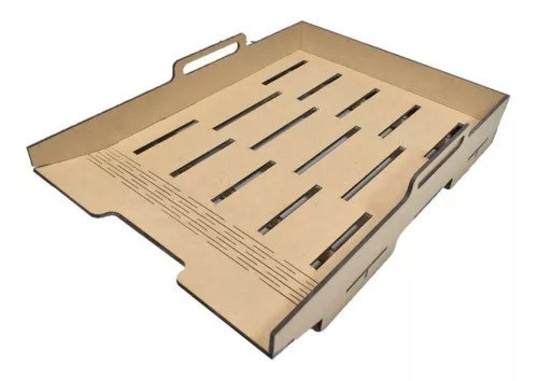 Office Stackable Organizer Tray, A4 Wooden Desk Tray Laser Cut Paper ...