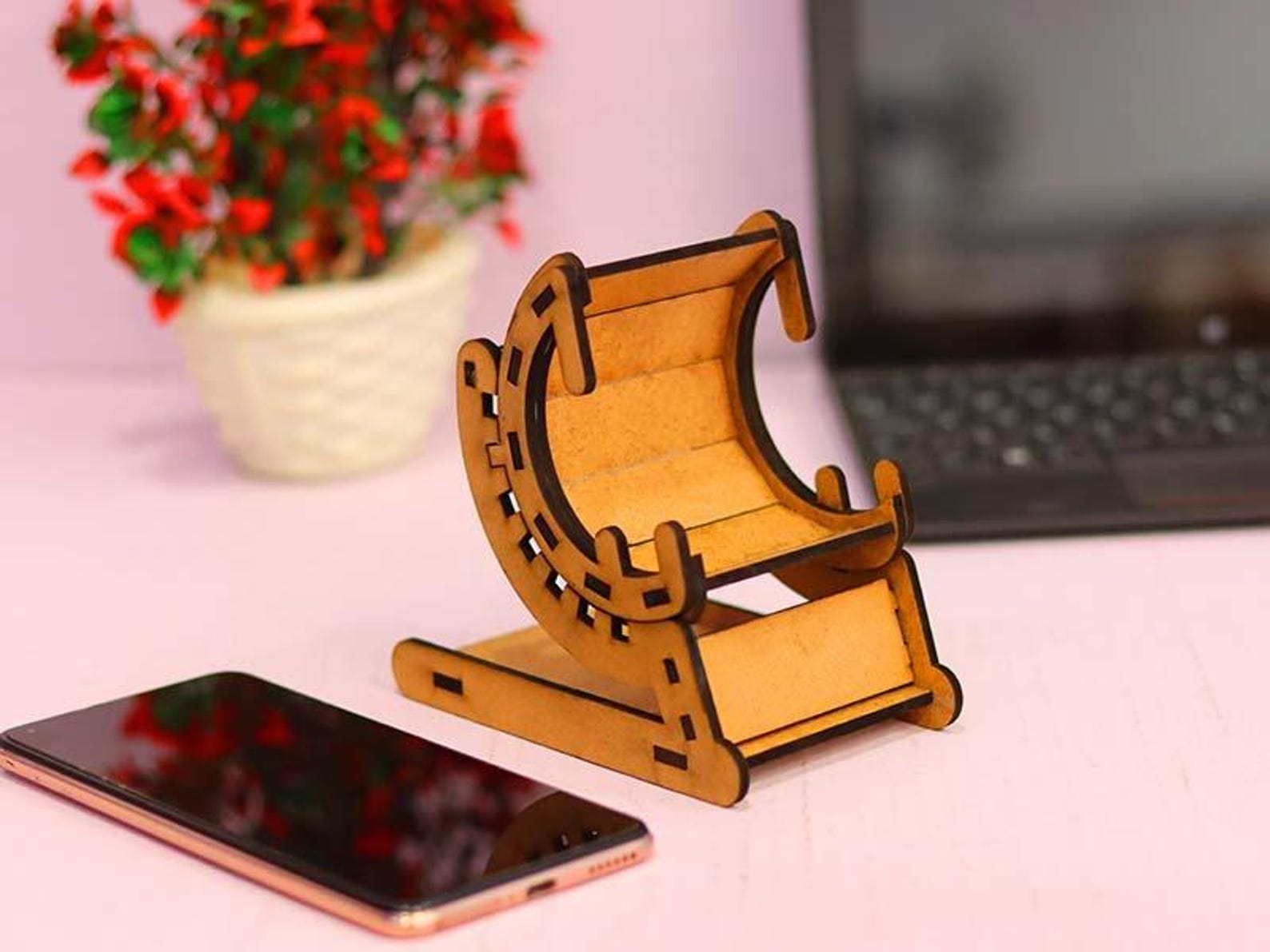 Wooden Angle Adjustable Cell Phone Stand With Anti Slip Hook Template ...