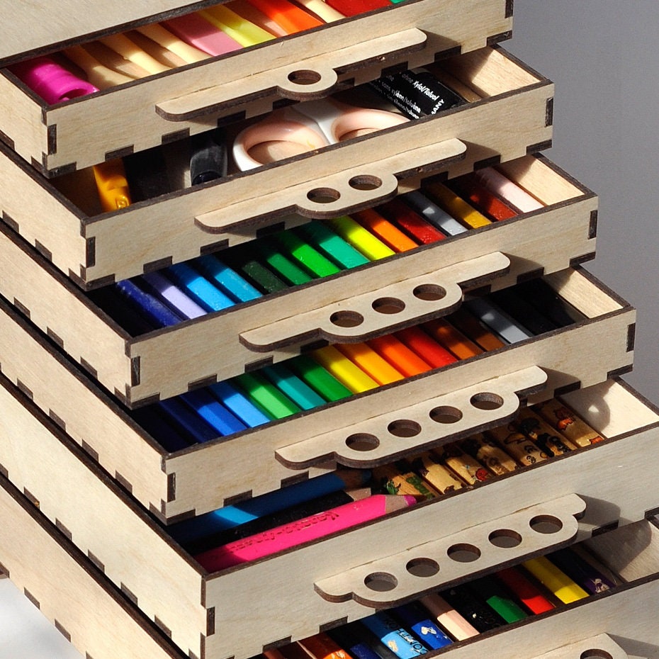 Wooden Storage Box Organizer for Tools and Accessories, Laser Cut ...