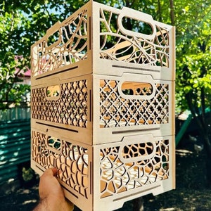 Beautiful Wooden Stackable Storage Box Bundle Nine Laser Cut Stackable ...