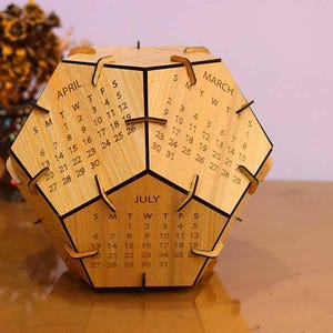 Laser-cut Wooden Pentagon Shaped 2025 Calendar, Unique Plywood ...