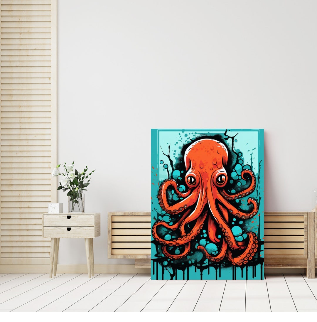 Graffiti Octopus Canvas Wall Art (30"x40"x1.5") - Etsy