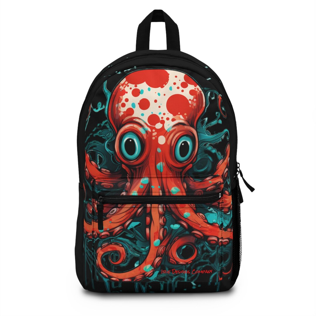 School Backpack Graffiti Octopus in Black - Etsy