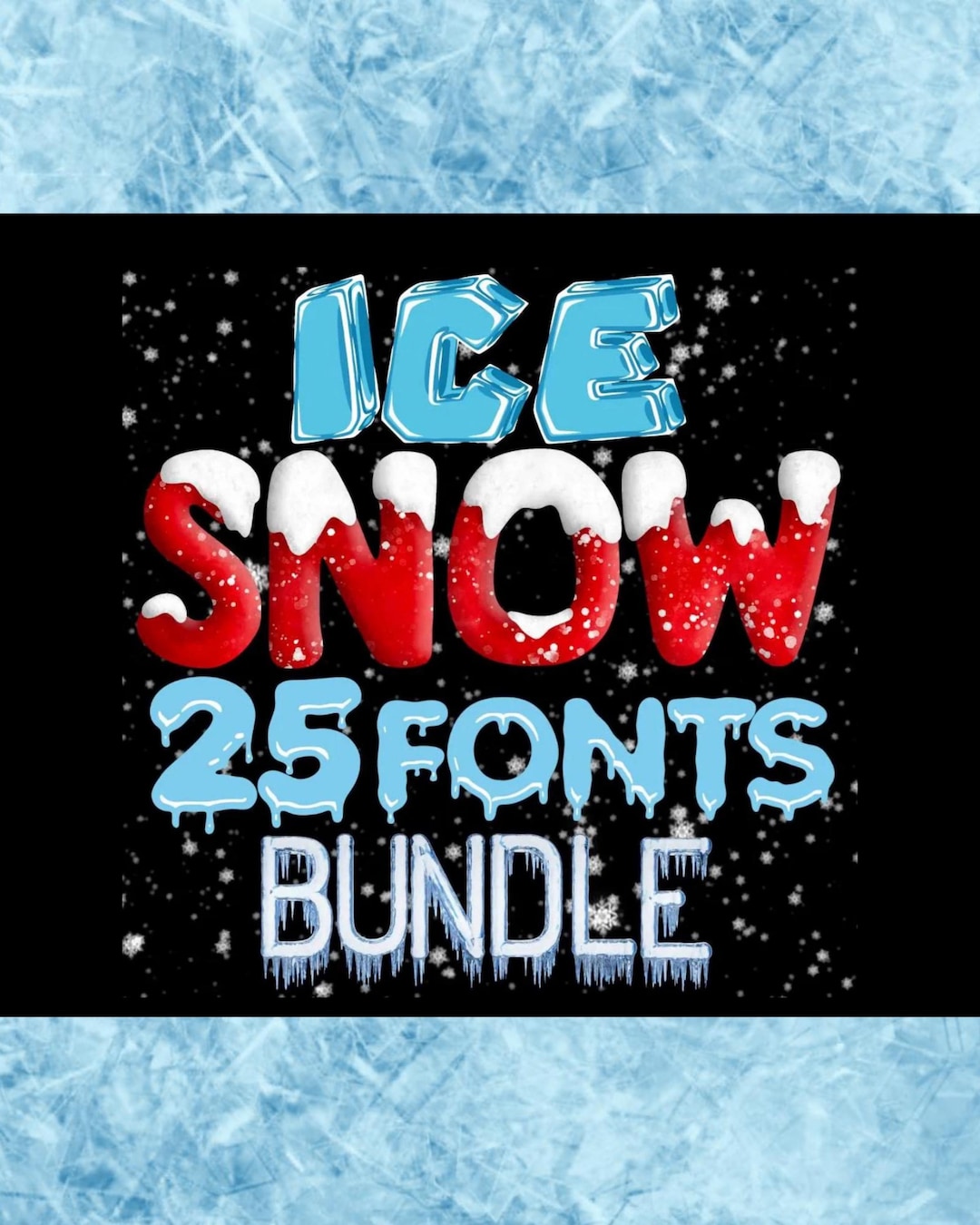 Ice Snow Font Bundle: 3D Winter Alphabet (PNG, SVG) - Etsy