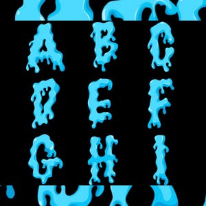3D Water Font: PNG SVG Dripping Letters & Numbers - Etsy