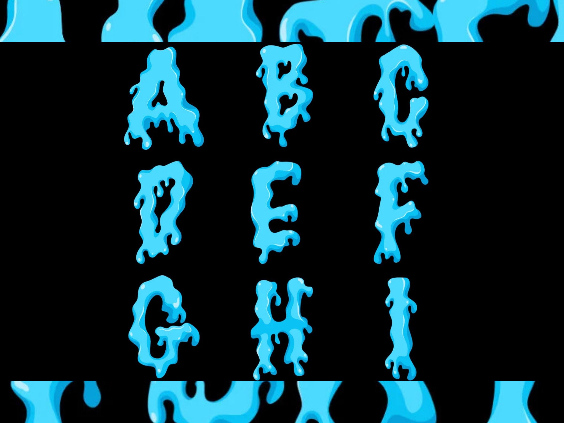 3D Water Font: PNG SVG Dripping Letters & Numbers - Etsy