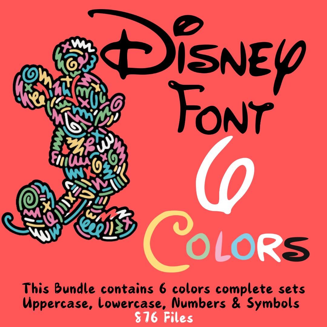 Maus Alphabet Cartoon Schrift SVG PNG Bundle 6 Farben, Mickey Letter ...