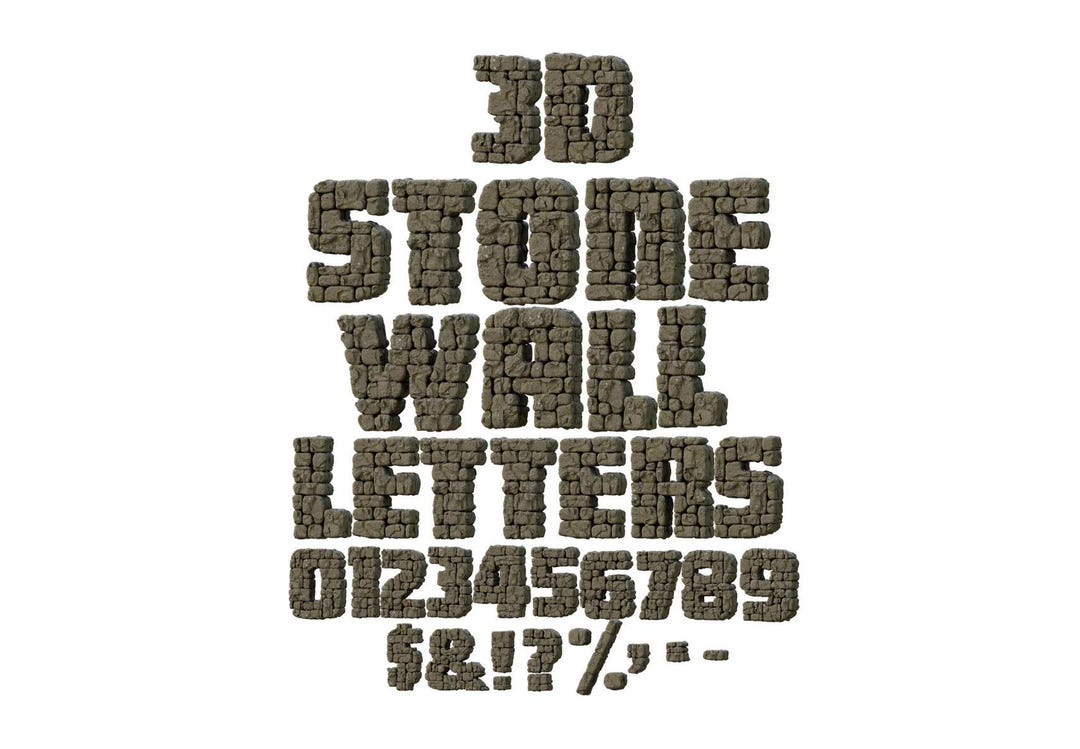 3D Stone Wall Letters SVG PNG, Rock Font, Stone Alphabet, Wall Letters ...