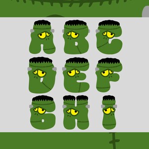 Frankenstein Monster Alphabet Letters: Spooky Halloween Horror Font ...