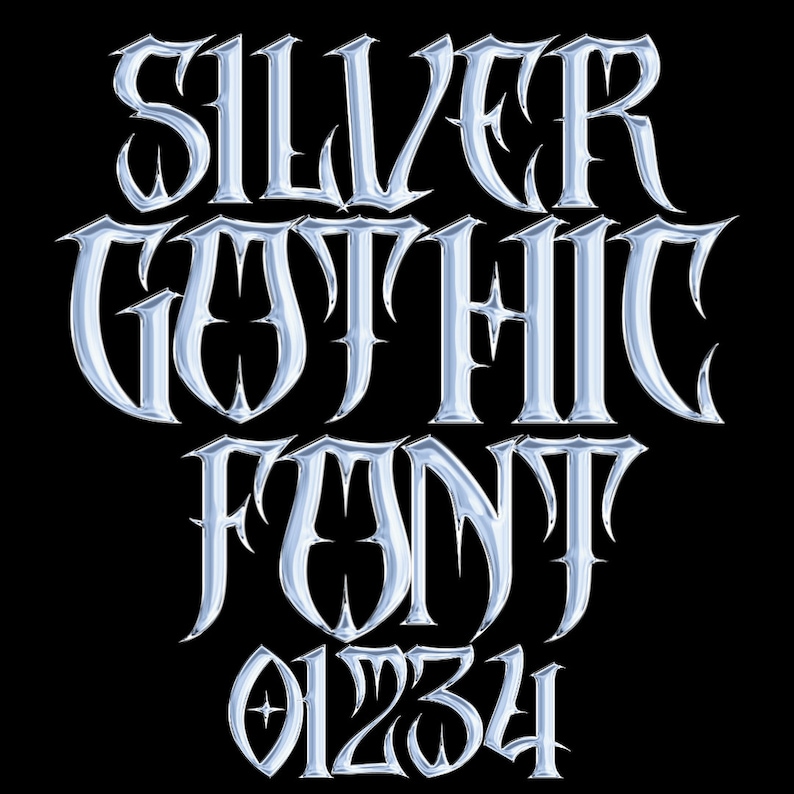 3D Silver Gothic Font SVG PNG, Gothic Alphabet, Gothic Letters, Silver ...