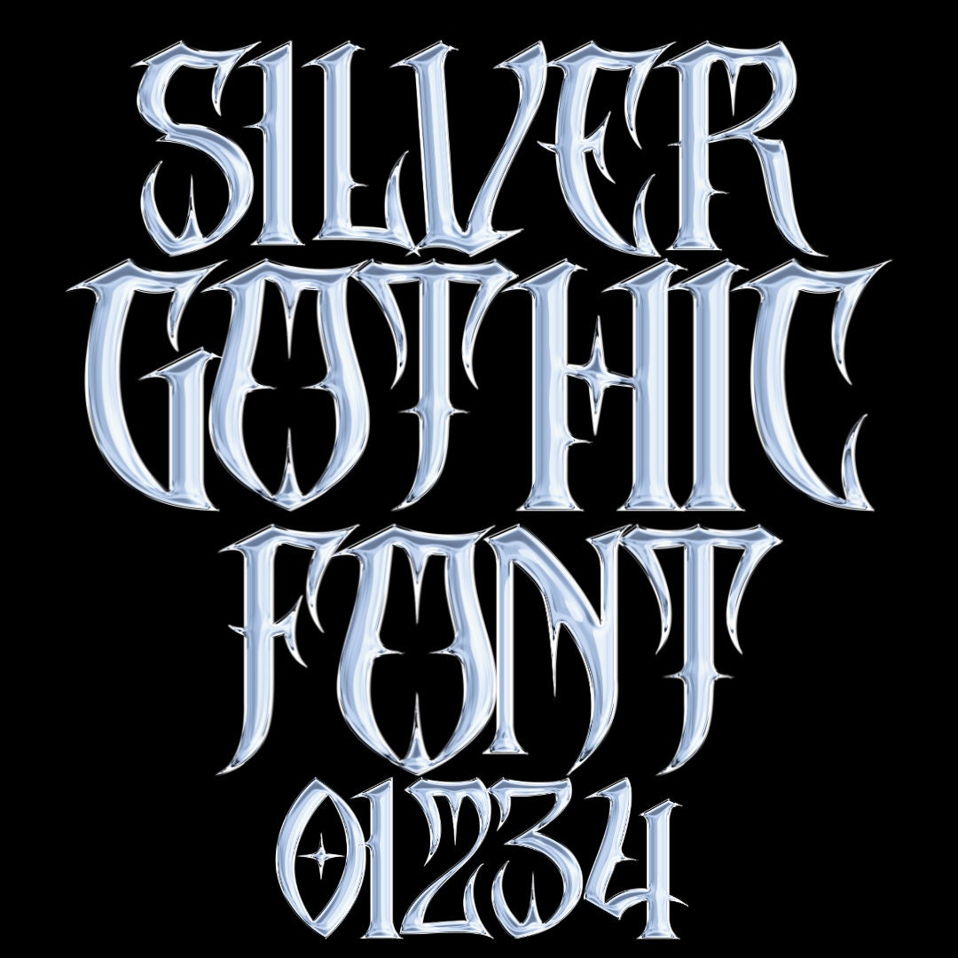 3D Silver Gothic Font SVG PNG, Gothic Alphabet, Gothic Letters, Silver ...