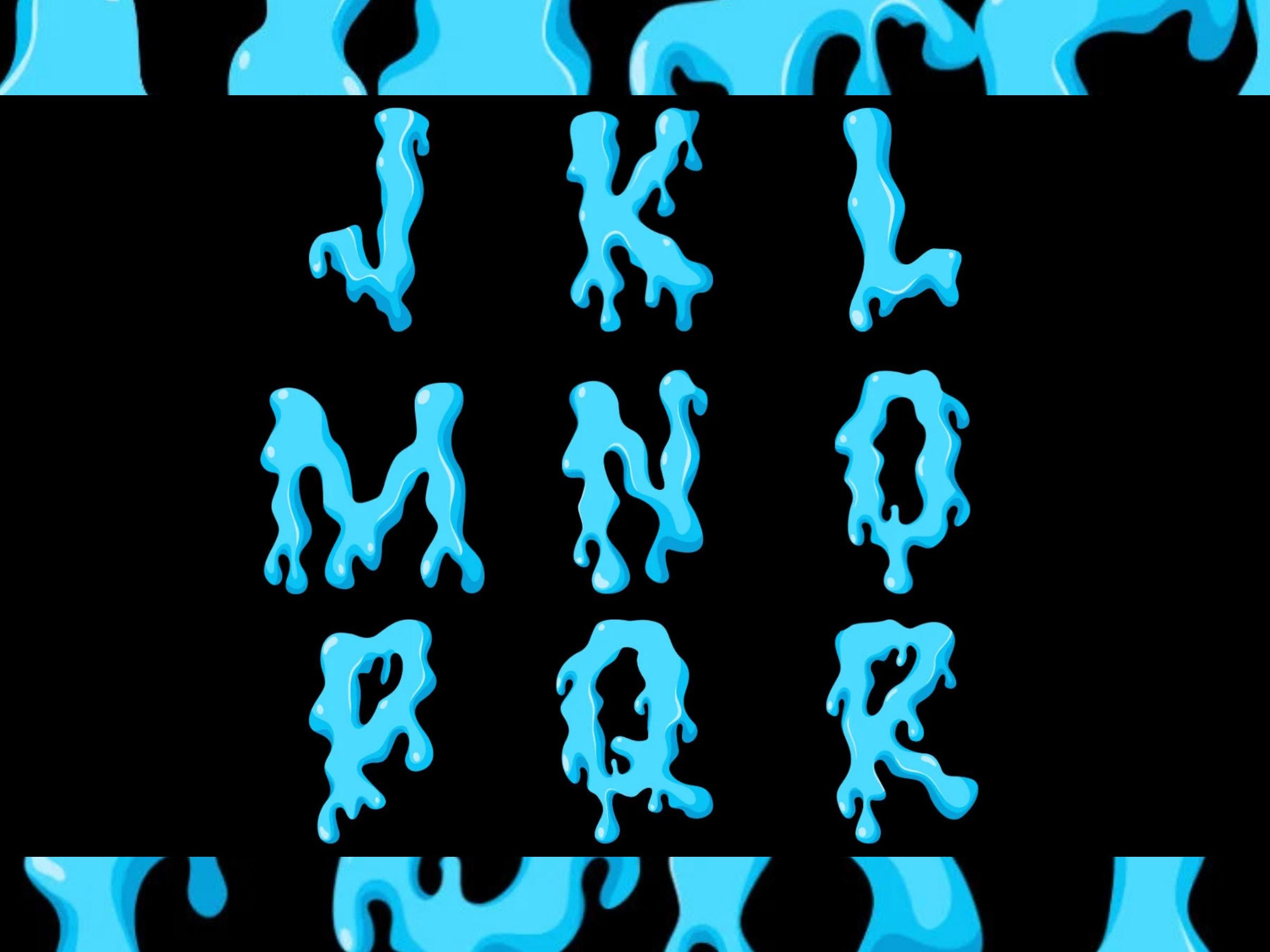 3D Water Font: PNG SVG Dripping Letters & Numbers - Etsy