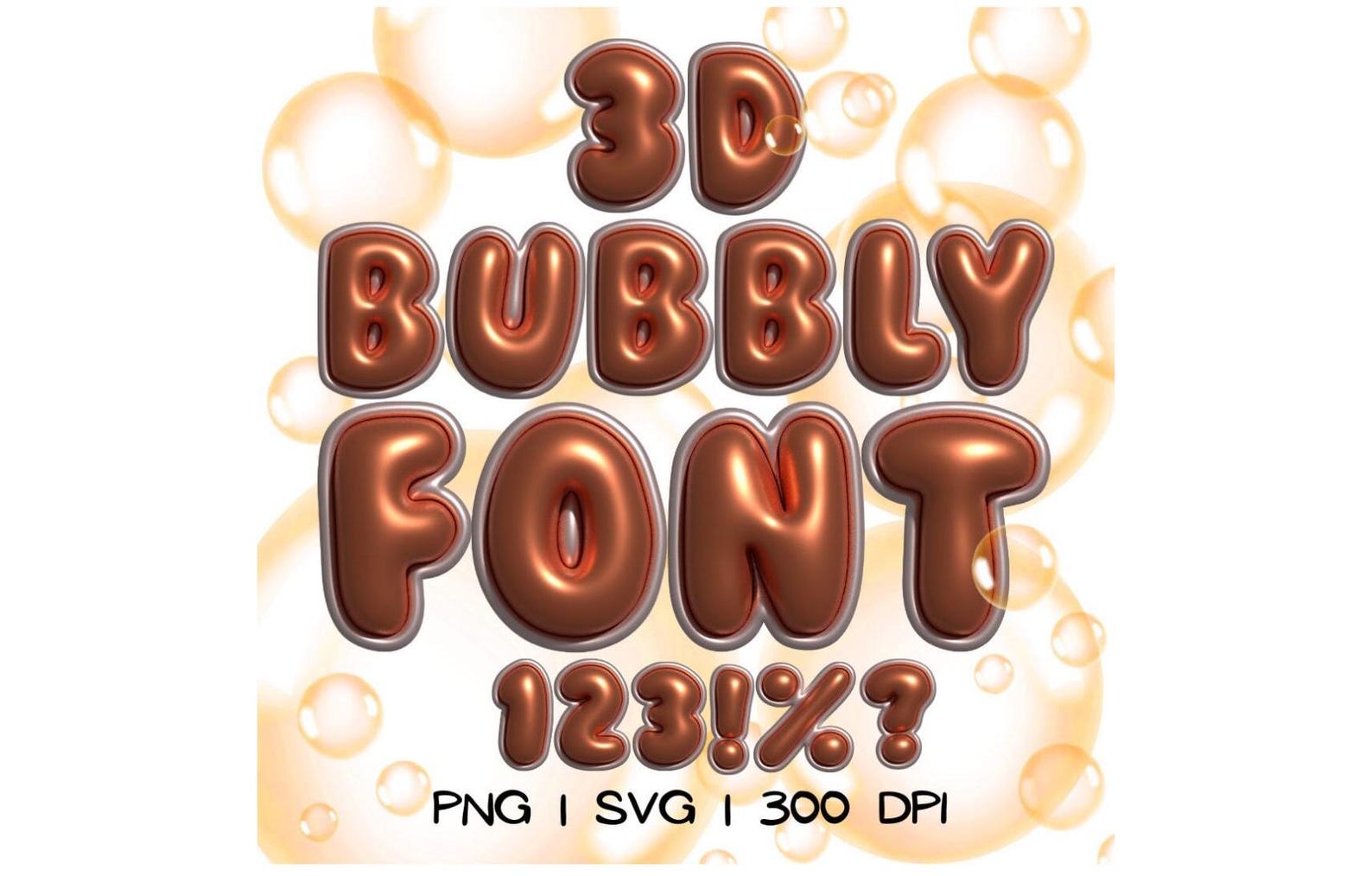 3D Bubble Letters Bronze Font PNG SVG, Chocolate Bubbly Letter, Cute ...