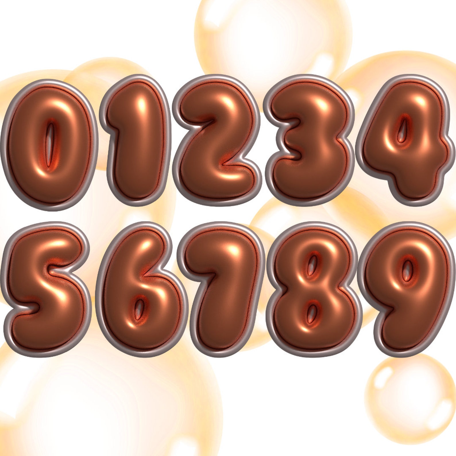 3D Bubble Letters Bronze Font PNG SVG, Chocolate Bubbly Letter, Cute ...