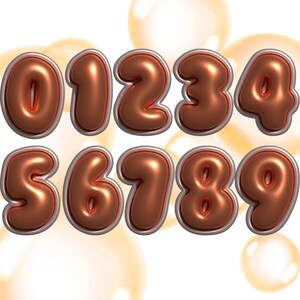 3D Bubble Letters Bronze Font PNG SVG, Chocolate Bubbly Letter, Cute ...