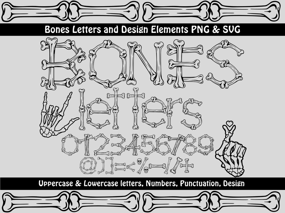 Bones Letters Font PNG SVG, Halloween Letters, Spooky Font, Horror ...