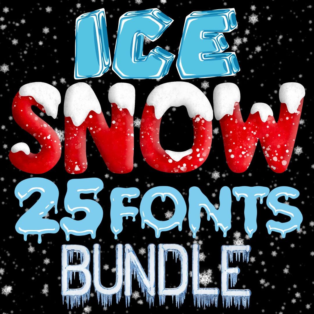 Bundle 25 ICE Snow Letters Font PNG SVG, Ice Letters, 3D Frozen Letters ...