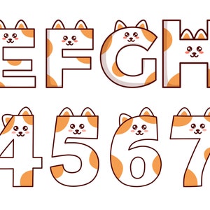 Cute A-Z Letters & Numbers Clipart Set SVG PNG JPG, Cat Alphabet ...